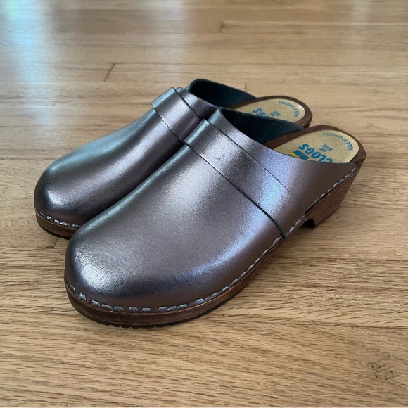 Tessa Clogs | Shoes | Tessa Clogs Of Vail Metallic Wooden Sole Leather ...